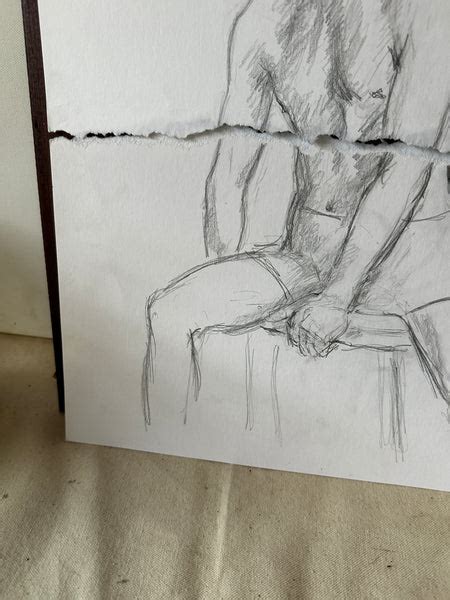 Vintage Ripped Expressionism Drawing Of A Male Model Fig House Vintage