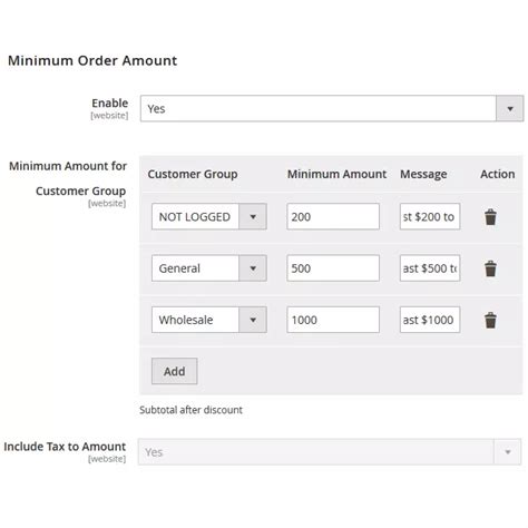 Magento 2 Minimum Order Amount For Customer Group