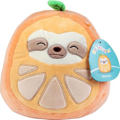 Squishmallow 8 Simon The Orange Sloth Plush Official Kellytoy Soft