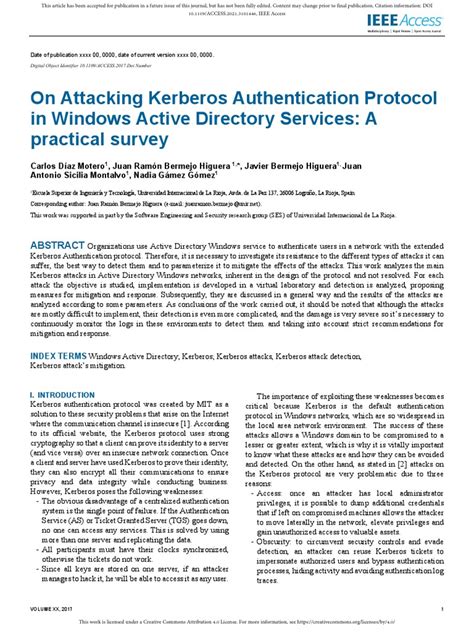 On Attacking Kerberos Authentication Protocol In W Pdf Key