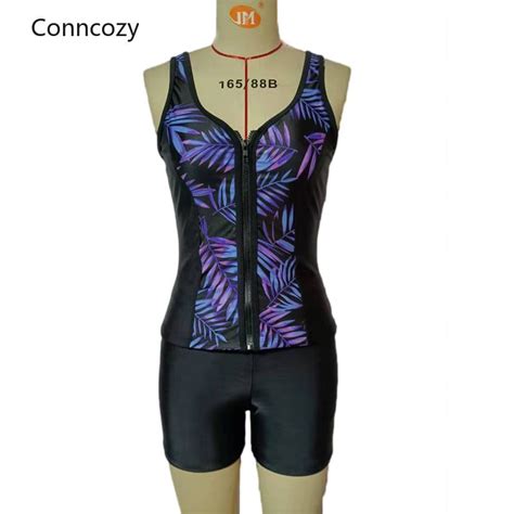 Badu Bg Бански костюм с преден цип камизола къси шорти за велосипеди бански костюм с принт от