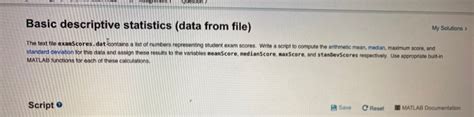 solved question basic descriptive statistics data from