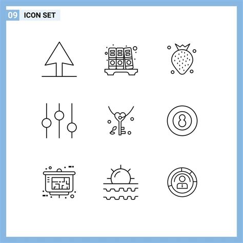 9 User Interface Outline Pack Of Modern Signs And Symbols Of Ball Snooker Controls Wedding Love