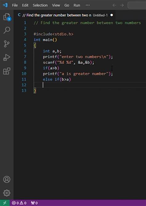 Find The Greater Number Between Two Numbers In C Programming Youtube