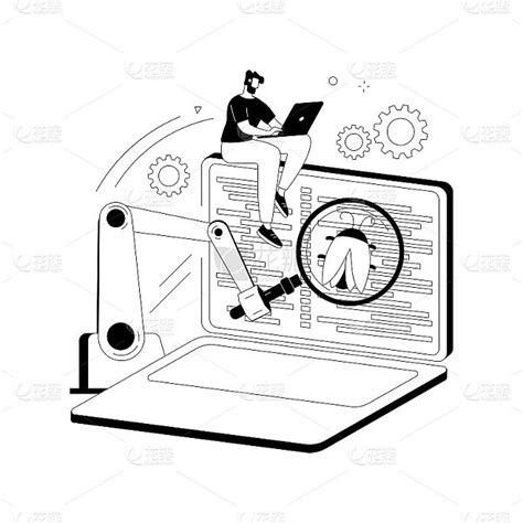 自动化测试抽象概念矢量图。