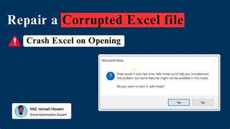 How To Repair A Corrupted Excel File Which Crash Excel On Opening File Youtube How To Repair A Corrupted Excel File Which Crash Excel On Opening File Youtube