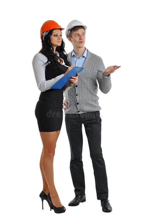 Engineer And Assistant In Helmets Stock Image Image Of Isolated Engineer And Assistant In Helmets Stock Image Image Of Isolated