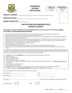 Fillable Online ADMISSION FORM 2025 Pdf Fax Email Print PdfFiller