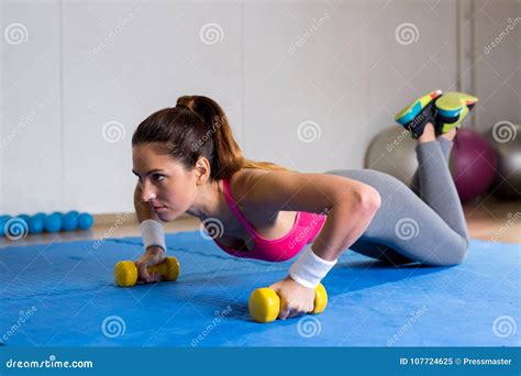 Push Ups With Dumbbells Stock Image Image Of Healthy