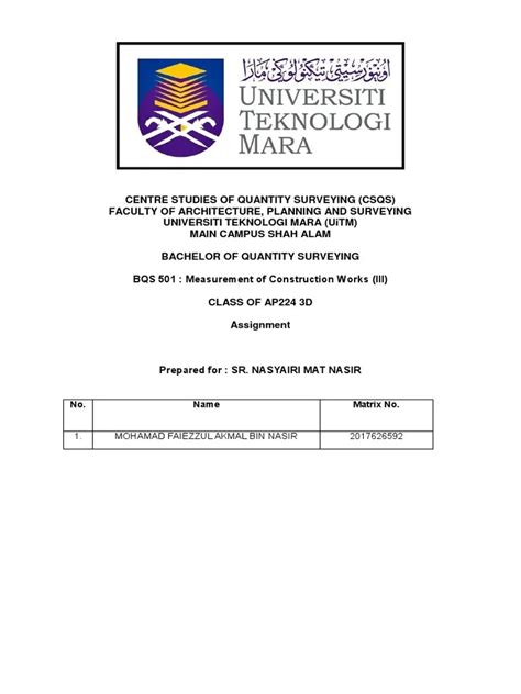 uitm cover page assignment template university assignment cover page
