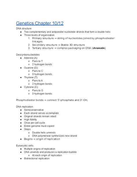 Chapter DNA Structure And Replication Genetics Chapter DNA Structure Two Studocu