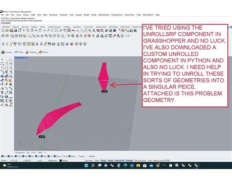 Unable To Unroll Curved Surfaces Into A Singular Geometry Rhino For
