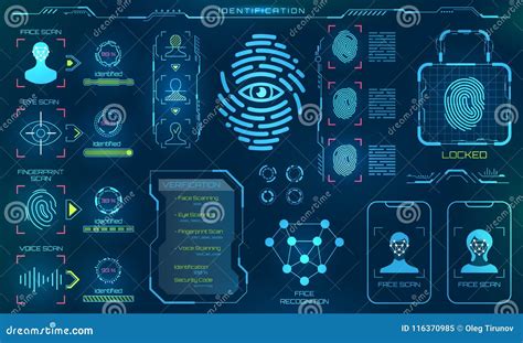 Biometric Identification By Finger Print Eye Recognize Touch Id Line