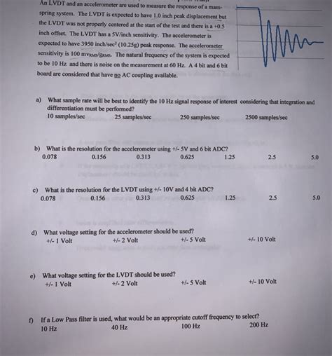 Solved An Lvdt And An Accelerometer Are Used To Measure The