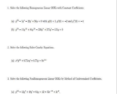 Solved Solve The Following Homogeneous Linear ODES With Chegg