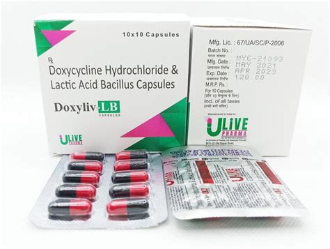 DOXYLIV LB 100mg Doxycycline Lactic Acid Bacillus Tablets YODLEY LIFESCIENCES At Rs 1280 Box In