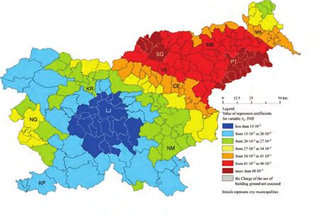 Spatial Distribution Of The Regression Coefficients Of Explanatory