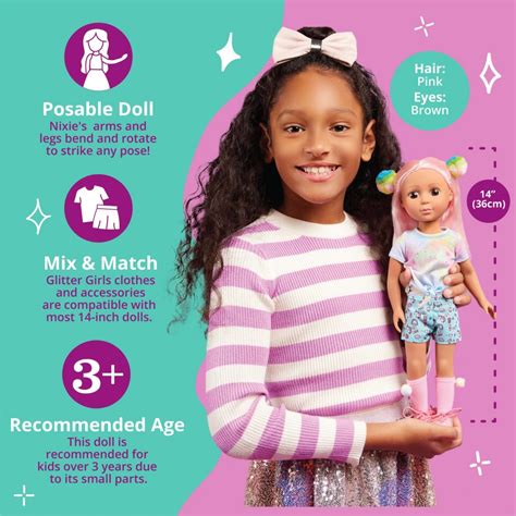 Glitter Girls 14 Inch Nixie Doll Wears Colorful Outfits With Hair