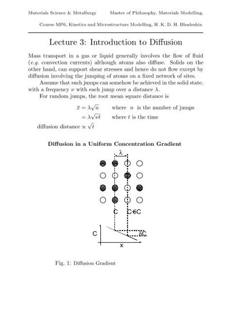 Introduction To Diffusion Department Of Materials Science And