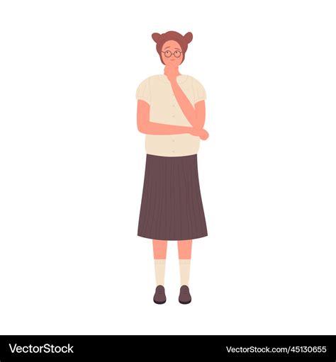 Nerd Girl In Thinking Pose Royalty Free Vector Image