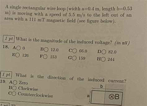 solved a single rectangular wire loop width a 0 4 m length