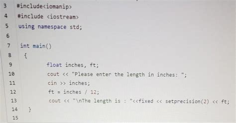 Solved Write A C Program That Converts Inches To Feet Chegg