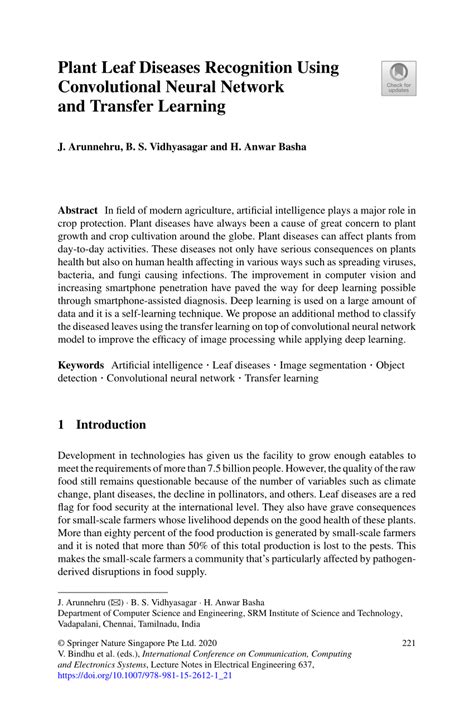 pdf plant leaf diseases recognition using convolutional neural