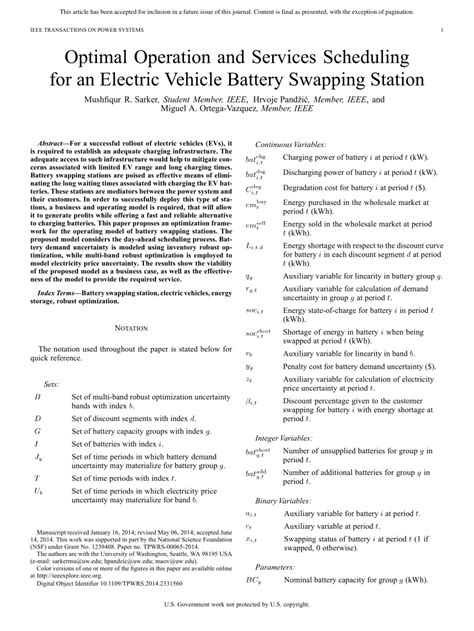 Pdf Optimal Operation And Services Scheduling For An Electric Vehicle Battery Swapping Station