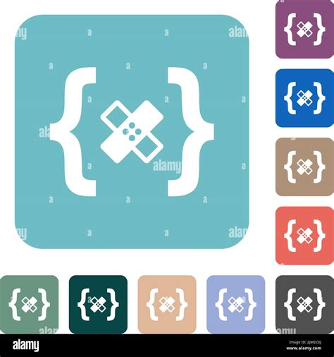 Software Patch White Flat Icons On Color Rounded Square Backgrounds