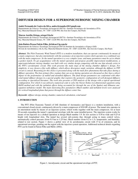 Pdf Diffuser Design For A Supersonic Subsonic Mixing Chamber