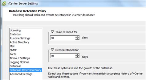 Db Retention Policy Settings