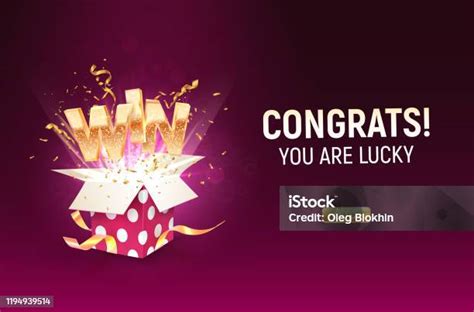 어두운 배경에 오픈 질감 보라색 선물 상자에서 금 기호 이륙 승리 도박 벡터 배너 잭팟 일러스트 템플릿 승리 동작 활동에 대한 스톡 벡터 아트 및 기타 이미지 Istock
