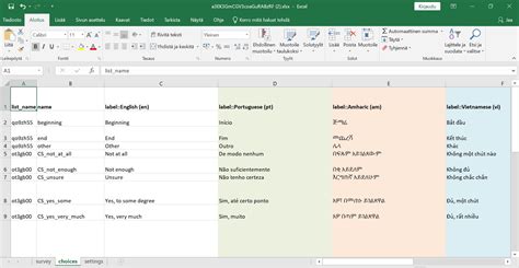 Answer Options Different Languages Form Building Kobotoolbox