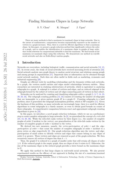 Pdf Finding Maximum Cliques In Large Networks