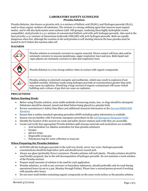 Lab Safety Guideline Piranha Etch Docslib