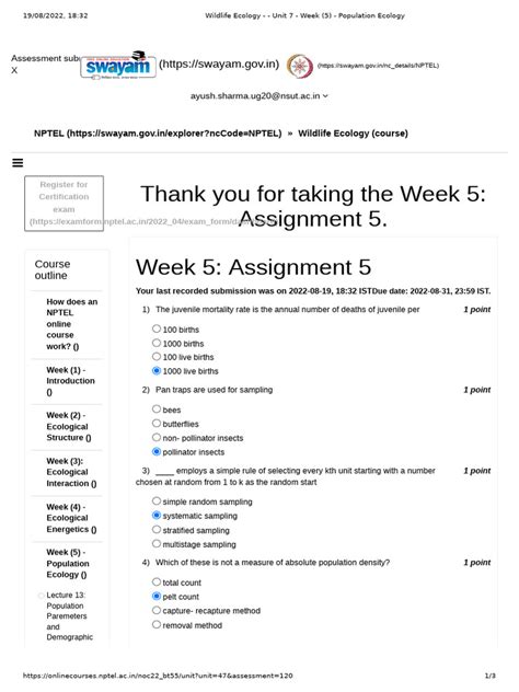 Wildlife Ecology Unit 7 Week 5 Population Ecology Pdf