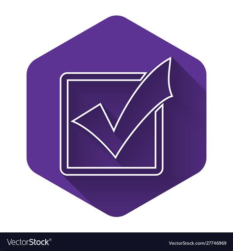 White Check Mark In A Box Line Icon Isolated Vector Image