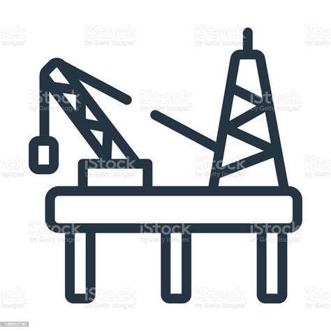 오일 플랫폼 얇은 라인 아이콘 산업 업계 개념 고립 된 개요 기호에서 오일 선형 아이콘 웹 디자인 및 앱에 대한 벡터 그림 기호 요소입니다 0명에 대한 스톡 벡터 아트 및