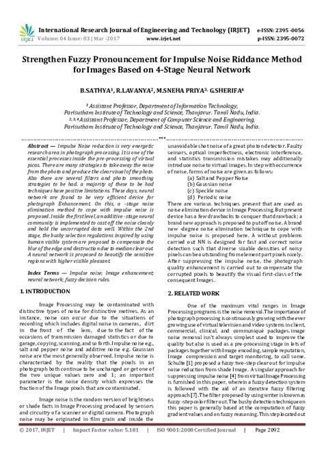 Pdf Strengthen Fuzzy Pronouncement For Impulse Noise Riddance Method For Images Based On 4