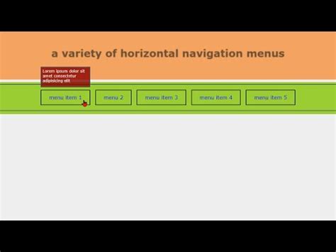 Horizontal Navigation Bar With Pop Up Screen Tips On Hover YouTube