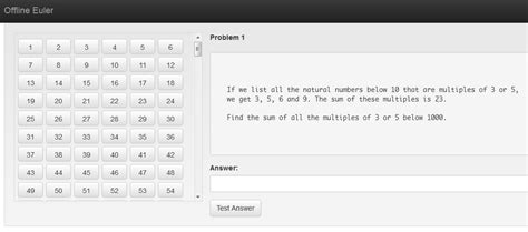 Javascript Offline Euler Problem Viewer Text Only Code Review