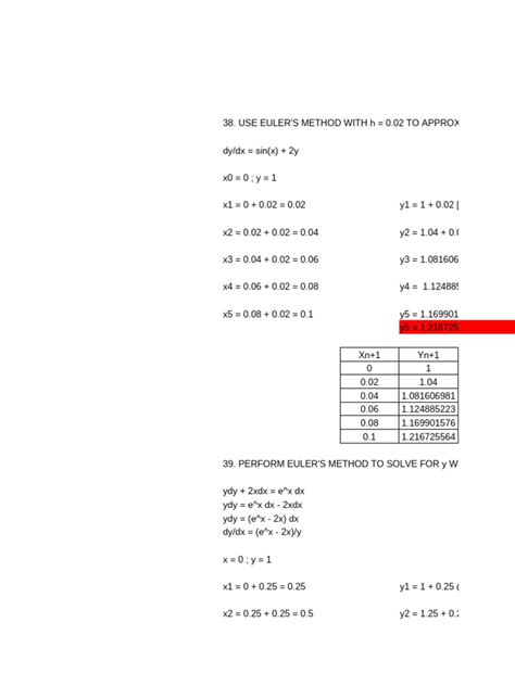 Eulers Method Pdf Ordinary Differential Equation Applied Mathematics