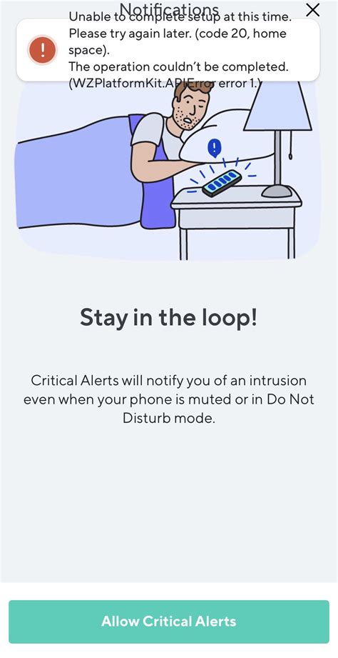 Cant Set Up Cam Protect Stuck On Critical Alerts Error “code 20