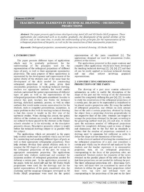 Teaching Basic Elements In Technical Drawing Orthogonal Projections Pdf