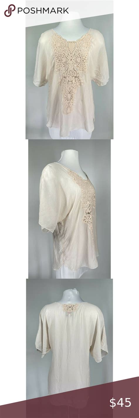 Johnny Was Pink Blush Short Sleeve Sheer Crochet Boho Blouse Xs Boho Blouses Boho Crochet