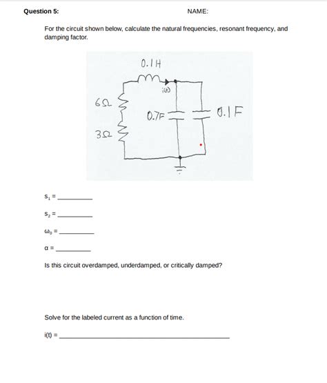 Solved Question NAME For The Circuit Shown Below Chegg