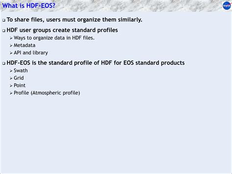 PPT Welcome To HDF Workshop V Selected ESDIS Status What Is HDF HDF EOS PowerPoint