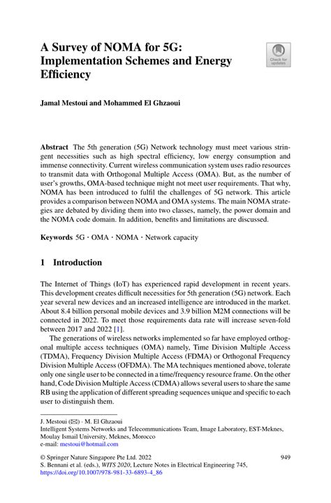 PDF A Survey Of NOMA For 5G Implementation Schemes And Energy Efficiency
