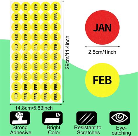 Buy 2400 Labels Month Stickers 12 Months Of The Year Color Coding Label Stickers Round Month