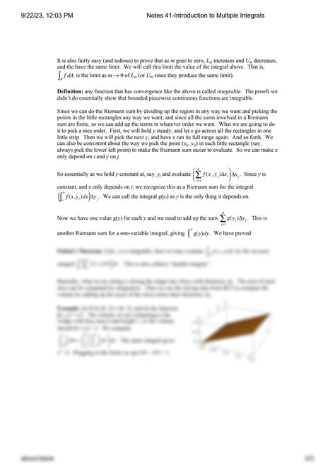 Solution Notes 41 Introduction To Multiple Integrals Studypool